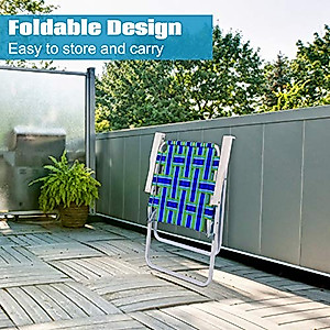 GYMAX Patio Folding Web Chair Set, 6 Pack Portable Lightweight Indoor/Outdoor Dining Chair for Patio, Garden, Bay, Yard, Lawn, Heavy Duty Chair Set (Blue & Green)