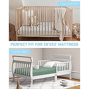 Babebay Crib Sheets for Boys and Girls, Fitted Baby Crib Sheet Neutral for Standard Crib Mattress & Toddler Bed Mattress (52"x28"), Soft and Safe Cotton Green Crib Sheets, 2 Pack (Sage Green)