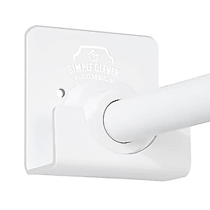 Acrylic Bath Shower Curtain Pole Holder for the Wall Universal No Screw Tension Rod Holder Curtain Rod Retainer 3M Adhesive Closet Rod Support Bracket 2 Piece Square Shower Rod Mount Holder White