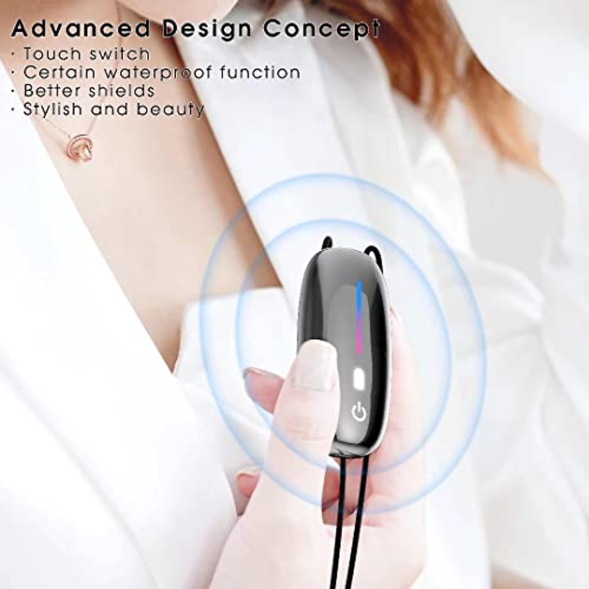 AirKitty A10 Pro Personal Air Purifier Necklace, Rechargeable Portable Air Purifier wearable for travel Office Airplane and Home, Ionizer Air Purifier(Touch Switch)