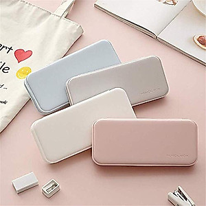 Funny live Durable Plastic Pencil Box,Small Items Organizer Box with 3 Compartments Plastic Mini Stationery Case Light Color Pencil Case for Pens Pencils School Supplies (Light Gray)