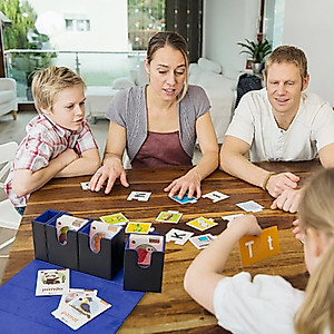 FOTEEMO Card Deck Box For MTG, 4 in 1 Commander Deck Box Deck Box With Dice Tray Trading Card Deck Storage Box Holding 300+ Sleeved Cards Yugioh Deck Box (Black and Blue)