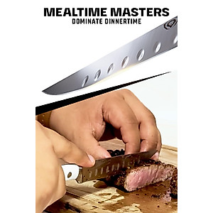 Dalstrong Steak Knife Set - 4-5" Straight Blade Edge - Gladiator Series - Forged German High-Carbon Steel - w/Sheaths - Glacial White ABS Handle - Dinner Set Kitchen Knives