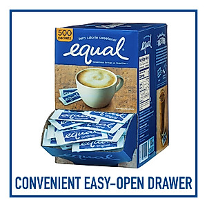 EQUAL 0 Calorie Sweetener, Sugar Substitute, Zero Calorie Sugar Alternative Sweetener Packets, Sugar Alternative, 500 Count