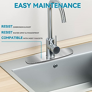 Kitchen Sink Faucet Hole Cover, Deck Plate Escutcheon for Kitchen Faucet- 10 IN Sink Hole Cover, Plumbing Cover Plates, 10" Deck Plate for Pull Down Faucet: 304 Stainless Steel(Brushed Nickel)