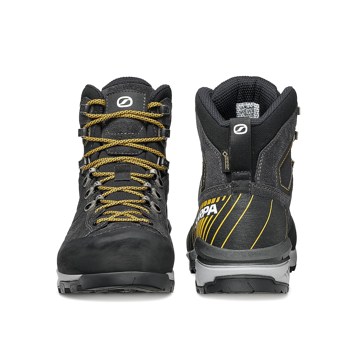 SCARPA Men's Mescalito Trk GTX Waterproof Gore-Tex Boots for Hiking and Backpacking - Dark Anthracite/Mustard - 11-11.5
