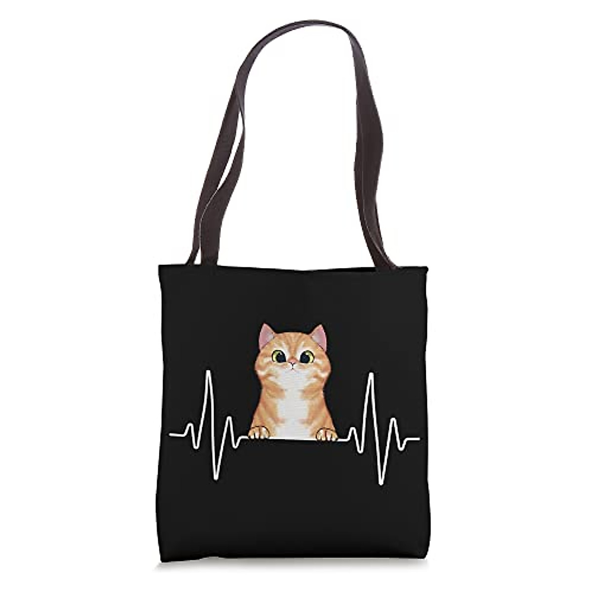 Orange Cat Lady Girl Cat Heartbeat Tote Bag
