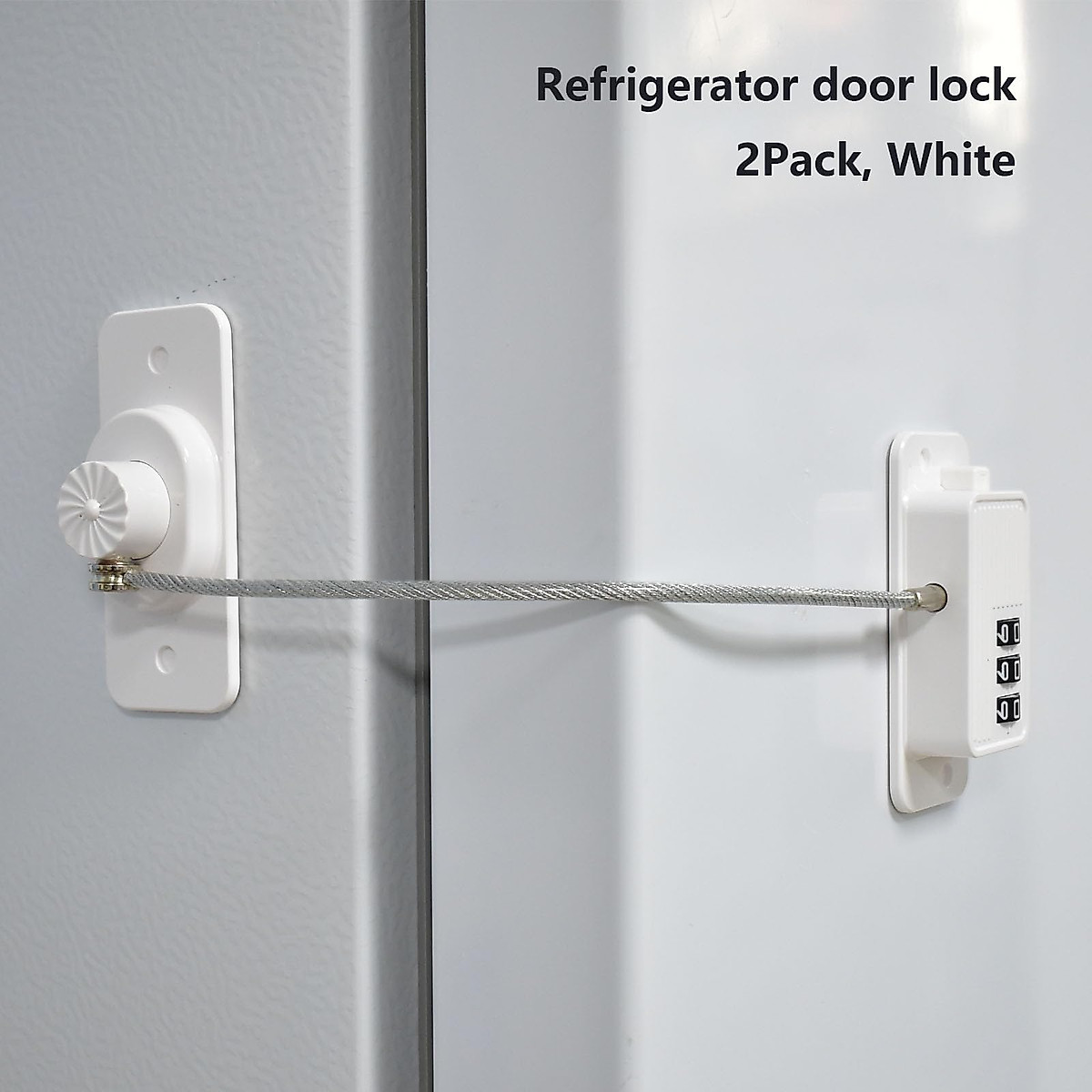 ArbaroClara Fridge Door Lock Child Safety, Heavy Duty Kidsproof Coded Locker Combination Without Keys, Baby Proof Refrigerator Latch for Freezer Cabinet, 2Pack White