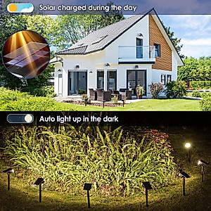 LOONHIM Solar Spot Lights Outdoor Garden IP65 Waterproof, 45 LEDs USB & Solar Powered Landscape Spotlight, 3 Modes Warm White Auto ON/Off House Lights, Bright Lighting for Yard, Tree, Flagpole, 4 Pack