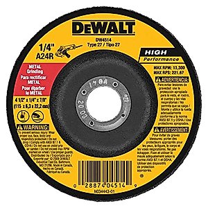 DEWALT DW4514 1/4" Thick Grinding Wheel with 4-1/2" Diameter and 7/8" Arbor