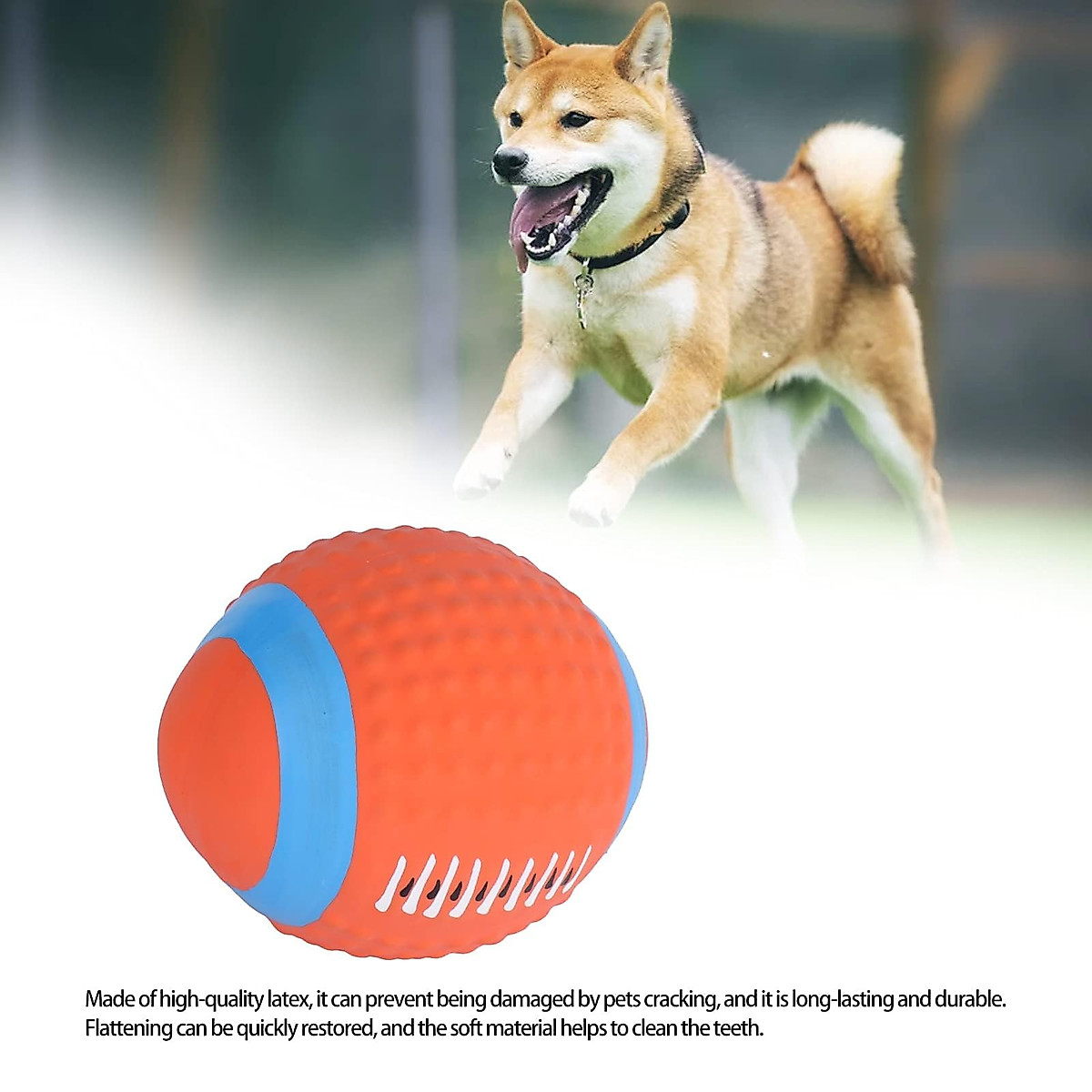 Dog Chew Toys, Squeaky Latex Dog Toy Balls Football Rugby Fetch Dog Interactive Toy with Crinkle Pape for Small Medium and Large Dogs