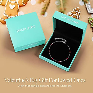 LOUISA SECRET Birthstone Bracelets for Women Girl, 925 Sterling Silver Dainty Simple Women Charm Link Bracelet, Birthday Anniversary Jewelry Gifts for Woman Girlfriend Mother Mom Her Wife