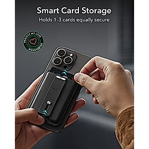 ESR MagSafe Wallet (HaloLock), Geo iPhone Wallet Stand with Full Find My Functionality, Wallet Tracker with Adjustable Stand, Magnetic Wallet for iPhone 14/13/12 Series, MagSafe Accessories, Black