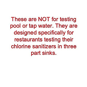 Three Pack Restaurant Sanitizer Chlorine Test Paper, 10-200 ppm [3 Vials of 100 Paper Strips]