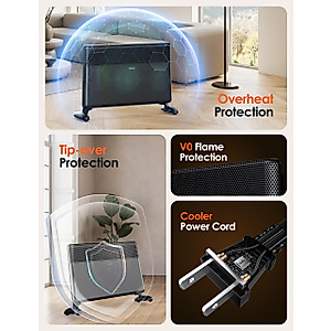 Ballu Convection Panel Space Heater,Whole Room Electric Space Heater Indoor with Program Thermostat,Wifi App,Portable Standing Wall Mount,Heater Indoor Use Large Room,Work with Alexa