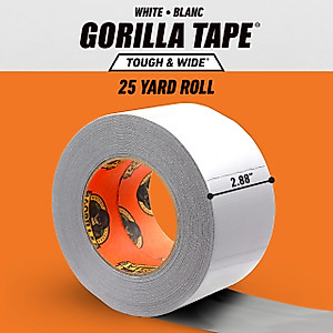 Gorilla Tough & Wide Duct Tape, 2.88" x 25 yd, White, (Pack of 1)