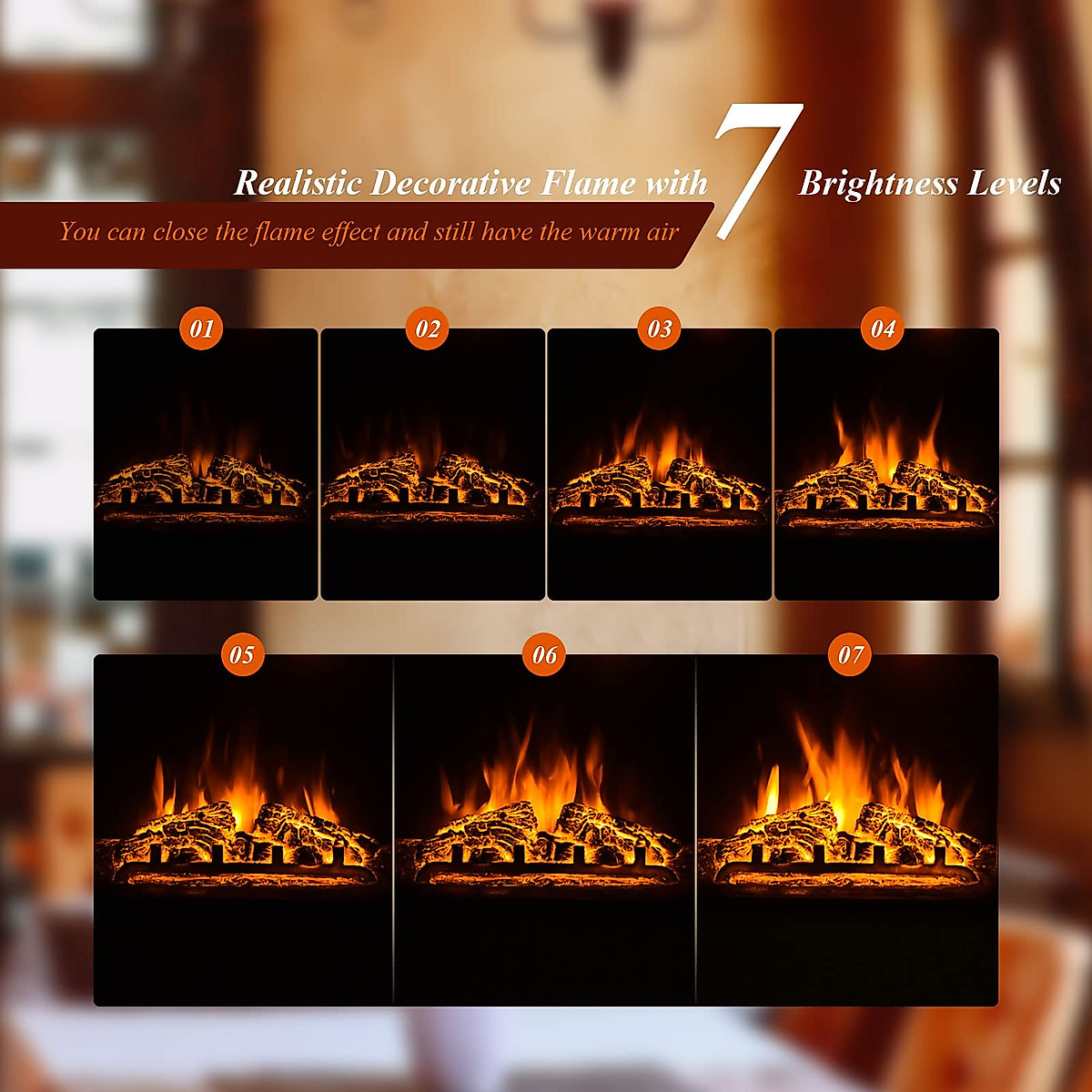 COSTWAY 19.5-Inch Electric Fireplace Inserts, 1500W Wall Recessed and Freestanding Decorative Fireplace with Remote, 7 Brightness Settings, Overheat Protection, Fireplace Heater for Indoor Use