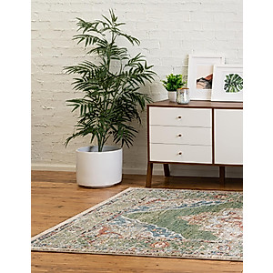 Unique Loom Isabella Collection Area Rug - Rossellini (4' 1" x 6' 1" Rectangle, Green/ Blue)