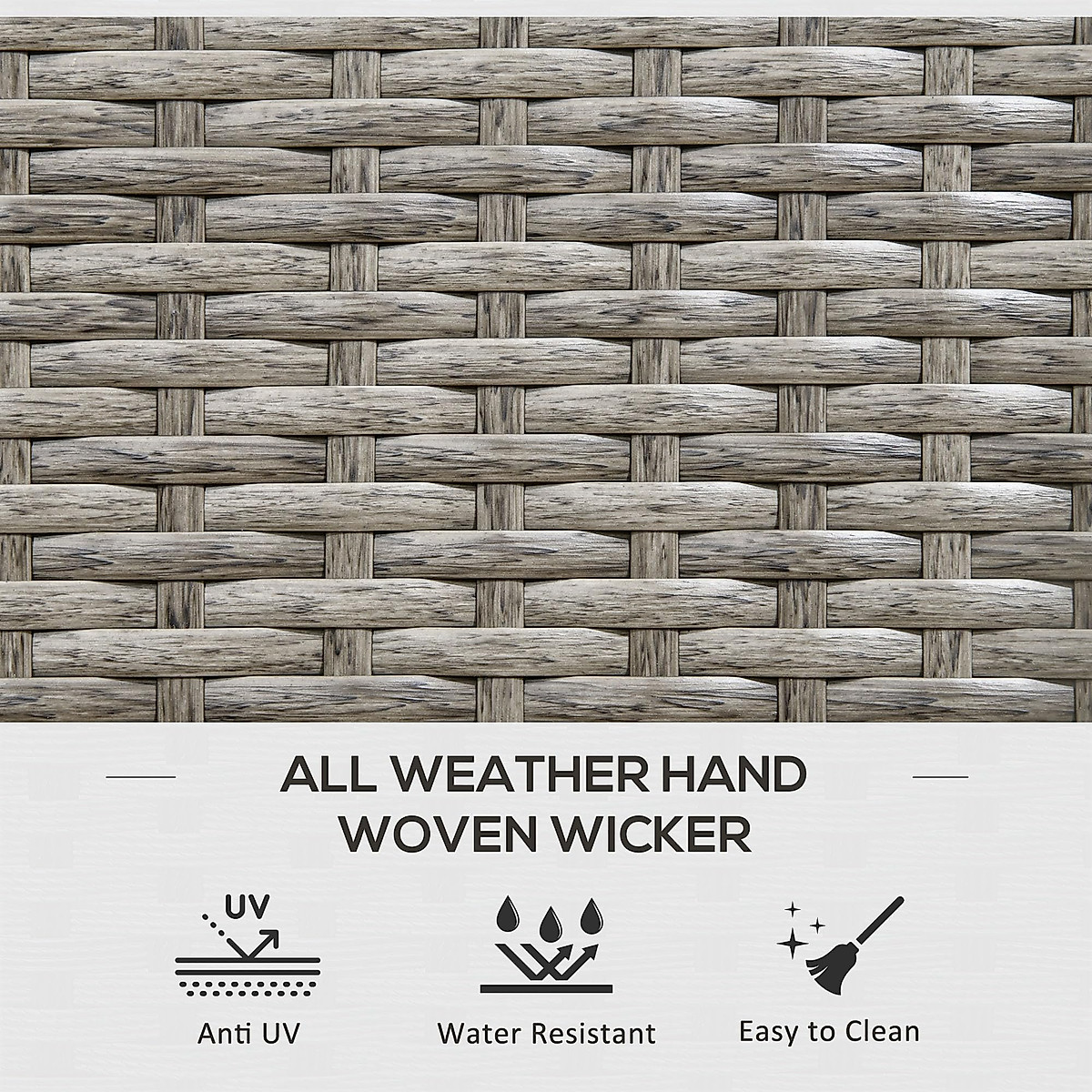 Outsunny 113 Gallon Deck Box, Rattan Outdoor Storage Box, Waterproof Storage Container for Indoor, Patio Furniture Cushions, Pool Supplies, Garden Tools, Gray