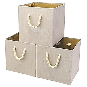 Fabric cube storage bin storage box set 13x13x13 inch with handle for home&office organization