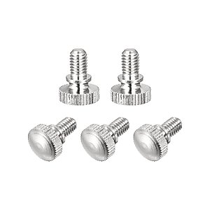 uxcell Knurled Thumb Screws, M5x8mm Brass Shoulder Bolts Grip Knobs Fasteners, Nickel Plated 5Pcs