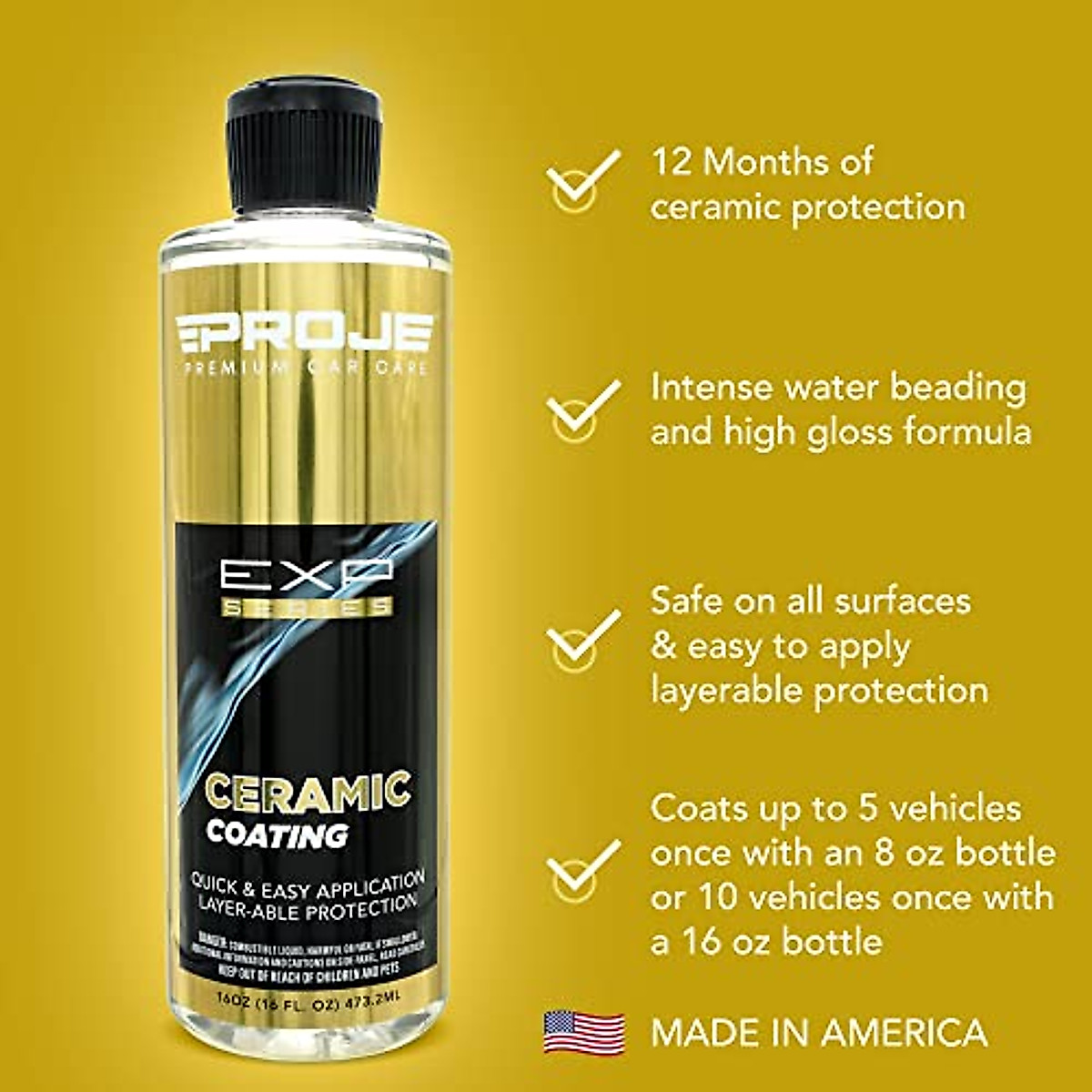 Proje Premium Car Care - 12+ Month Ceramic Coating - Easy to Apply - Professional-Grade Ceramic Sealant - Safe on All Surfaces - Hydrophobic Ceramic Sealant For Cars, RVs, Motorcycles, Boats, and ATVs