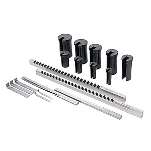 Accusize Industrial Tools - No.10 HSS Keyway Broach Set, 18 Pcs with Precision Ground Teeth, Includes 4 Broaches & 9 Bushings, 5100-0010