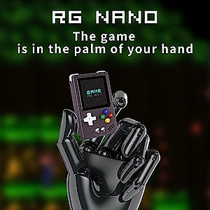 RG Nano Retro Handheld Game Console , Aluminum Alloy CNC Support Clock , Music Player Function 1.54 Inch IPS Screen 64G TF Card 5405 Game (Anbernic Rg Nano Purple)