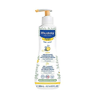 Mustela Baby Nourishing Cleansing Gel – Hair & Body Wash for Dry Skin - with Natural Avocado, Cold Cream & Beeswax - 10.14 fl. oz.