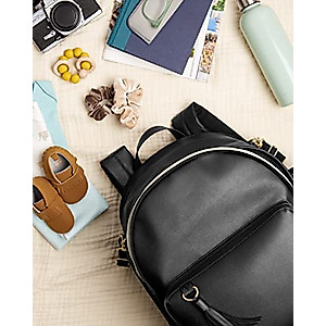 Skip Hop Diaper Bag Backpack: Greenwich Multi-Function Baby Travel Bag with Changing Pad and Stroller Straps, Vegan Leather, Black (Discontinued by Manufacturer)