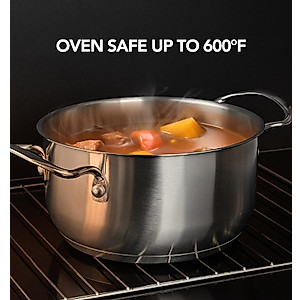 Michelangelo Stainless Steel Pot Set, 6 Piece Small Sauce Pot, 1.5qt & 2.5qt & 3.5qt Saucepan with Lids, Works with Induction, Electric and Gas Cooktops, Oven Safe