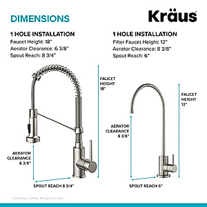KRAUS Bolden Commercial Style Pull-Down Kitchen Faucet and Purita Water Filter Faucet Combo in Chrome, KPF-1610-FF-100CH