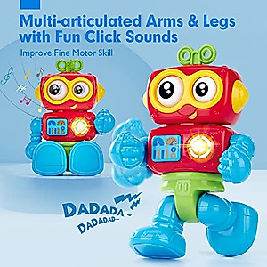 1 Year Old Toys for Boys Girl Gifts - Activity Robot Baby Toys for 1 Year Old - Musical Light up Poseable Fine Motor Skill Toys for 12 Months - Interactive Montessori Toys for 1 Year Old Birthday Gift