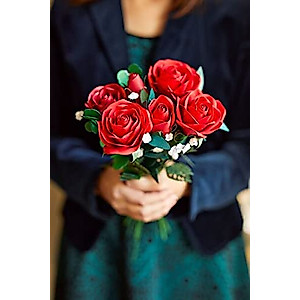 Lovepop Handcrafted Paper Flower Bundle, 6 Stemmed Roses, 5” x 7” – Happy Valentine’s Day Greeting Card, 3D Pop Up Card, Romantic Anniversary Present, Cards for Her, Roses Bouquet, Flower Delivery