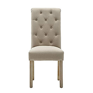 NOBPEINT Tan Fabric Upholstered Dining Chairs Solid Wood Legs, Set of 4