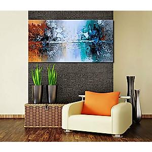 Hand Painted Oil Painting on Canvas Lake Landscape Wall Art Modern Abstract Home Decor