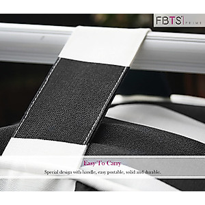 FBTS Prime Inflatable Footstool Ottoman Black Stripe Round 21x9 Inch Patio Foot Stools and Ottomans Portable Footrest