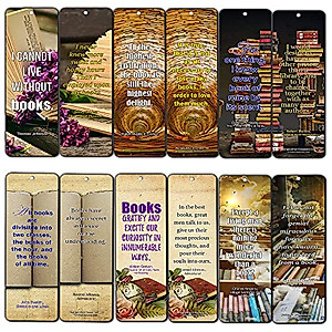 Creanoso Literary Avid Reading Quotes Bookmarker Cards (60-Pack) – Premium Quality Book Reading Bookmarks Design – Premium Gift for Men Women Adult, Bookworm – Awesome Bookmarks