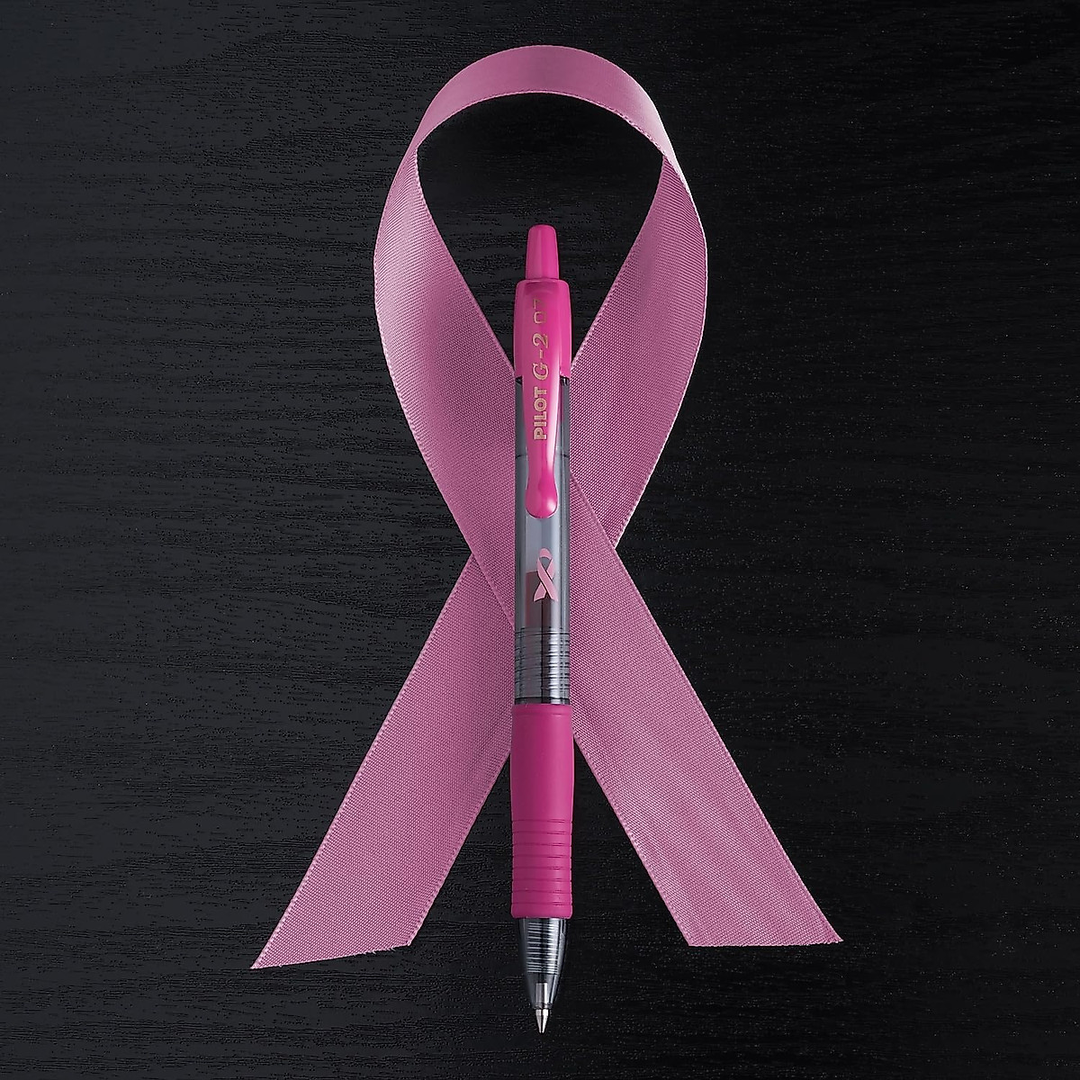 PILOT G2 Premium Pink Ribbon Retractable Gel Roller Ball Pen, Fine Point, Black Ink, 12-Pack (31332), Dozen Box