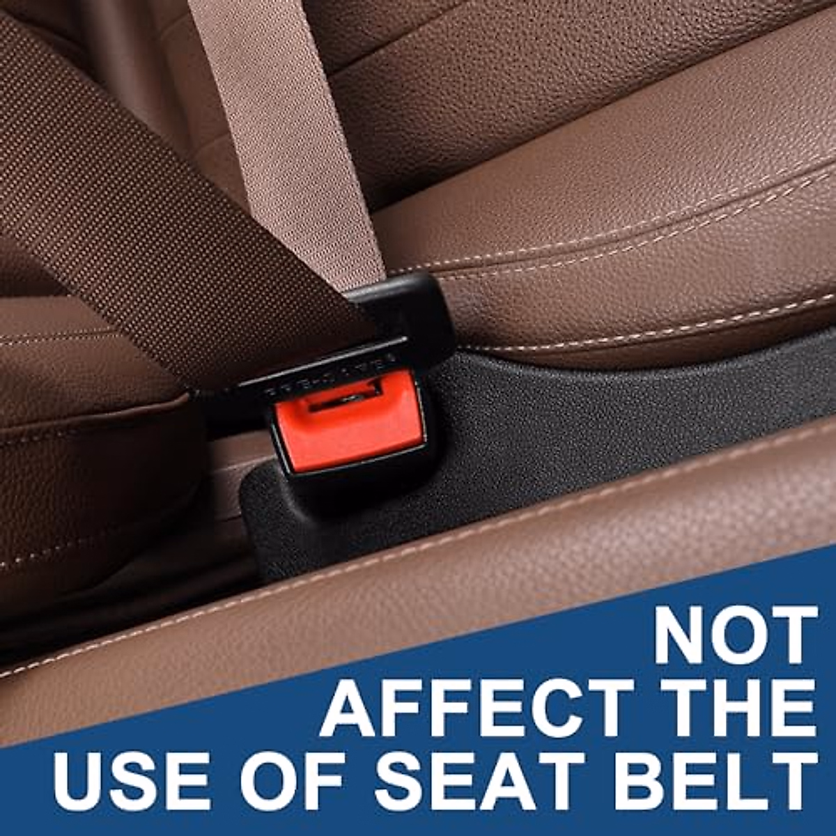 CHORHA 2 Pack Car Seat Gap Filler PU Leather Universal Fit Orgaziner for Car SUV Truck to Fill The Gap Between Seat and Console Stop Cellphone Wallet Keys Coins from Dropping Black (Black)