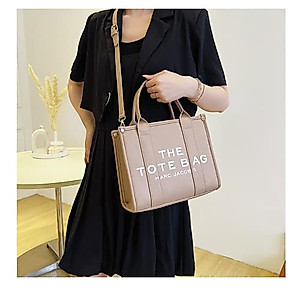 The Tote Bag for Women, Large Capacity Single Shoulder Crossbody Bag, PU Leather Tote Bag, Work Bag, School, Travel (khaki,10.6x9x4.3)