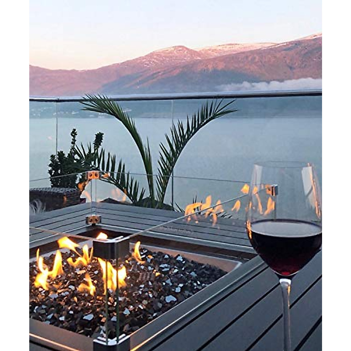 NUPICK 20 Pound Fire Glass, 1/2 Inch Reflective Fire Glass, Fit with Fire Pit Glass and Fireplace Glass, Black