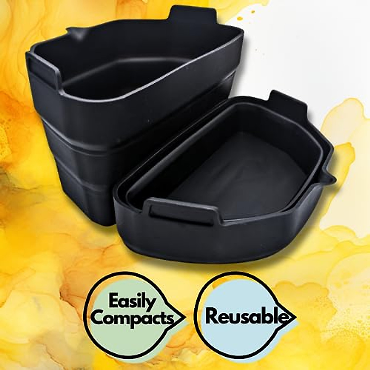 SimplyRye Silicone Slow Cooker Liners fits 6QT Crockpot, Reusable/Leakproof, Slow Cooker Divider Insert Liners, Dishwasher Safe (2 in 1 Black fits 6QT)