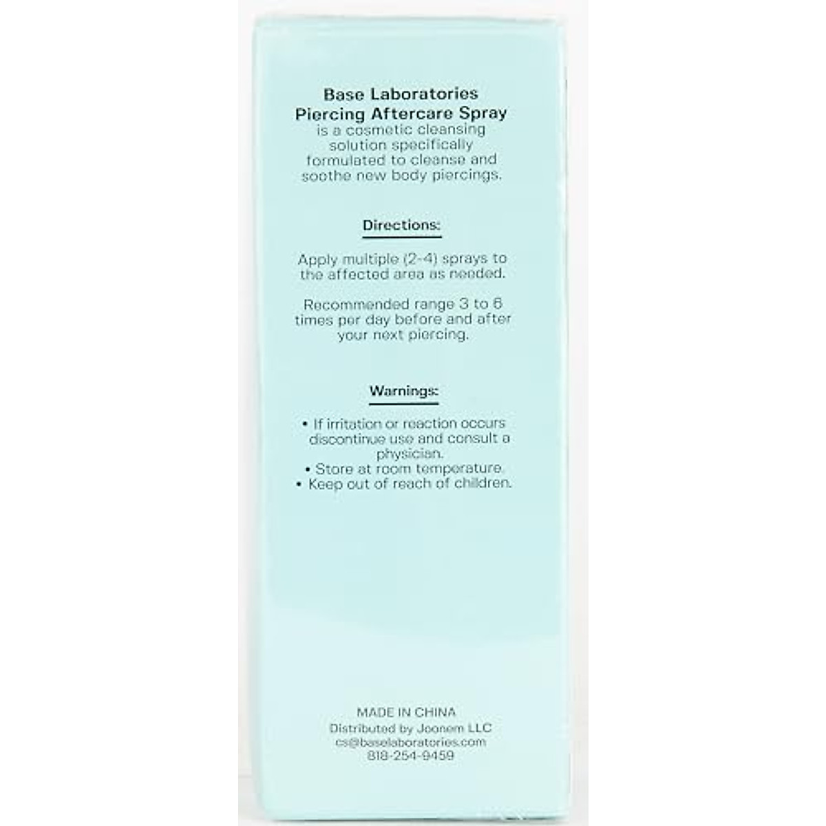 BASE LABORATORIES Piercing Aftercare Spray 4oz | Saline Spray for Piercings | Ear Piercing Cleaner Spray | Saline Solution for Piercings | Piercing & Keloid Bump Removal for Ears, Belly Nose Piercings