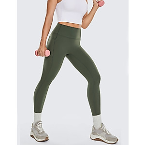 VANTONIA No Front Seam High Waisted Wokout Leggings for Women Yoga Pants with Pockets Buttery Soft Lounge Legging -25" Seaweed Green-Pockets Large