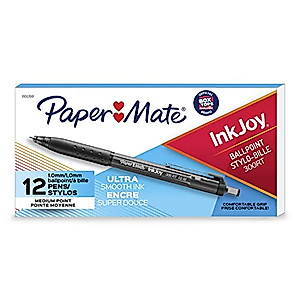 Paper Mate InkJoy 300RT Retractable Ballpoint Pens, Medium Point, Black, 12 Count