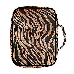 Hinthetall Zebra Print Bible Bag Carrying Case with Bookmark for Bible Studying Protective Bible Bag Polyester Bible Cover with Pockets and Zipper Church Bag Great Gift for Christian 1 Set