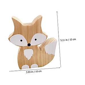 VOSAREA 2pcs Fox Ornament Gift Registry by Name Ornament Crafts Baby Milestone Blocks Desk Topper Cute Fox Figure Wood Fox Tabletop Fox Dining Room Decor for Table Model Desktop Wooden