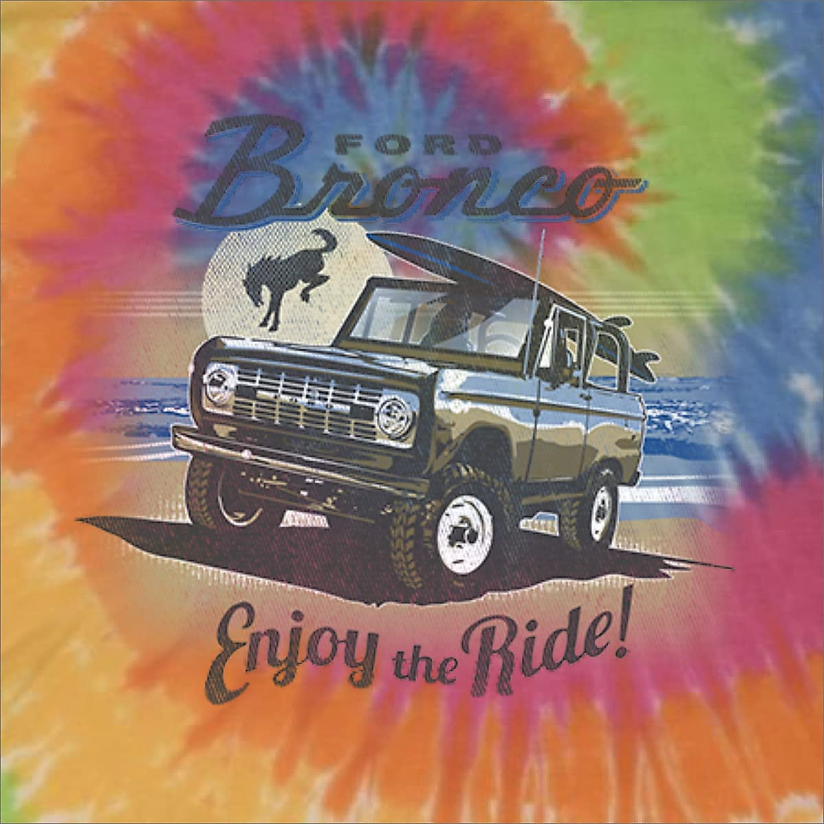 Classic Vintage Ford Bronco Enjoy The Ride Cars and Trucks Tie-Dye Racerback Tank Top, Eternity, Medium