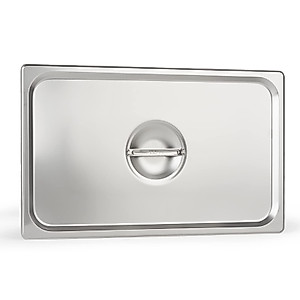CURTA Full Size Hotel Pan Cover,18-8 Stainless Steel Solid Steam Table Catering Food Pan Lid with Handle